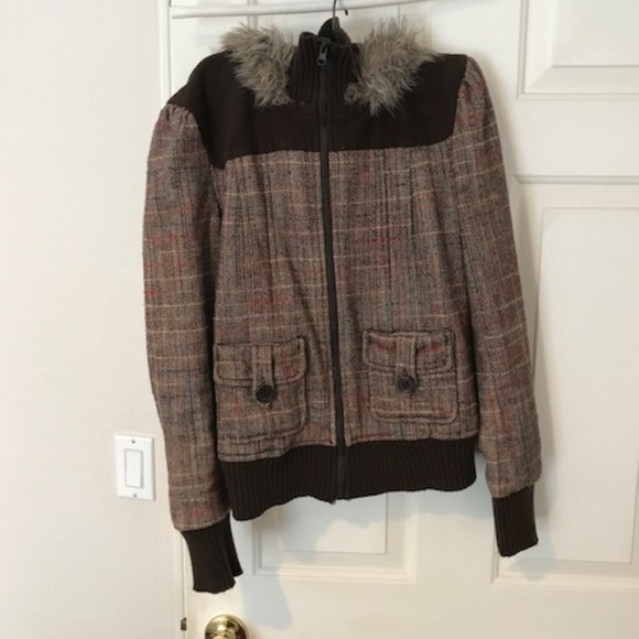 BB Dakota | Jackets & Coats | Bb Dakota Faux Fur Lined Plaid Coat ...